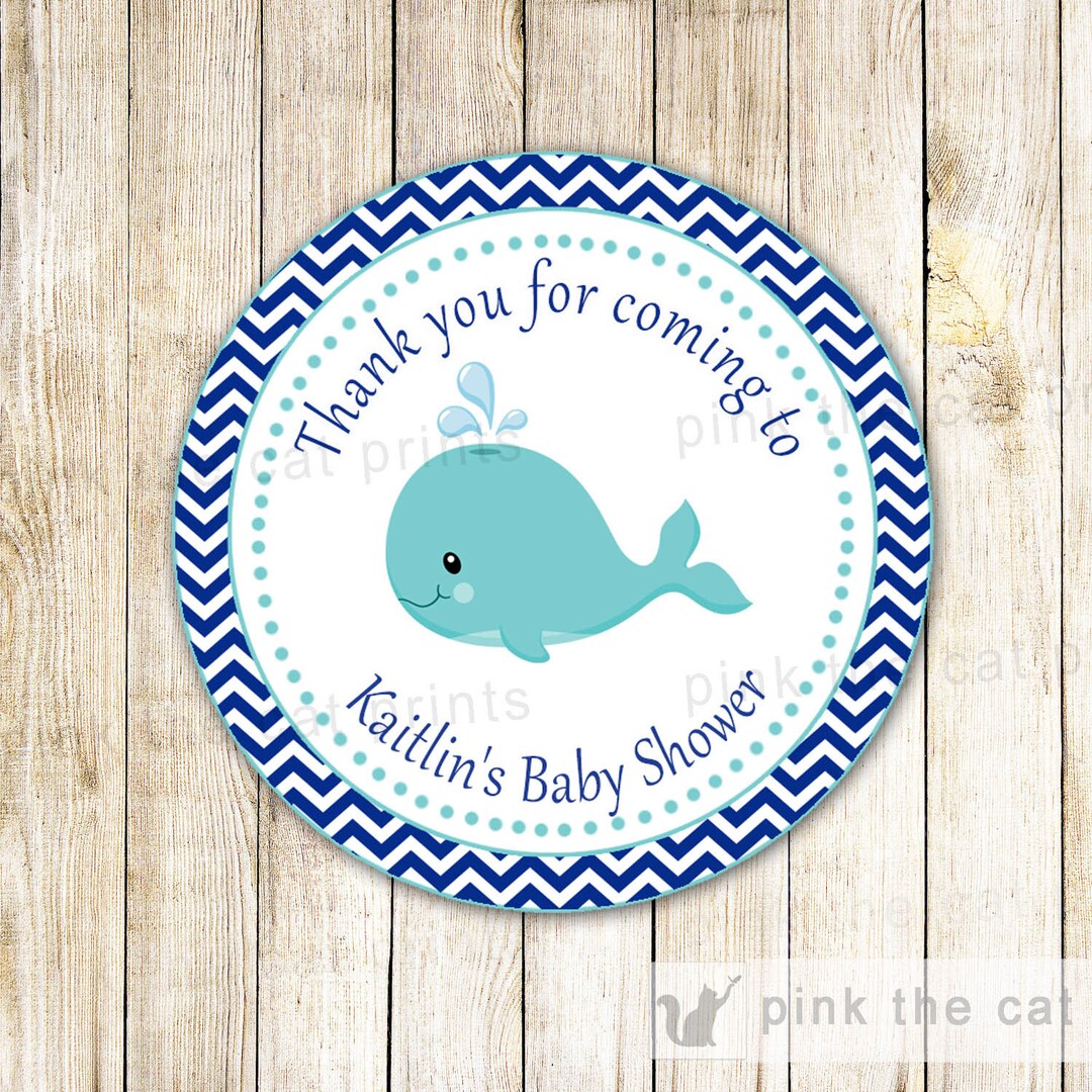 Nautical Favor Label or Gift Tag Whale Under the Sea Kids Birthday Baby ...