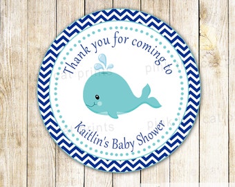 Nautical Favor Label or Gift Tag Whale Baby Shower Under the | Etsy