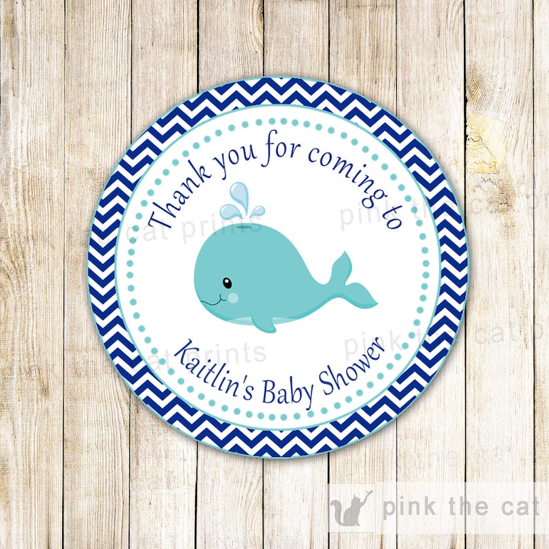 Nautical Favor Label or Gift Tag Whale Under the Sea Kids Birthday Baby ...