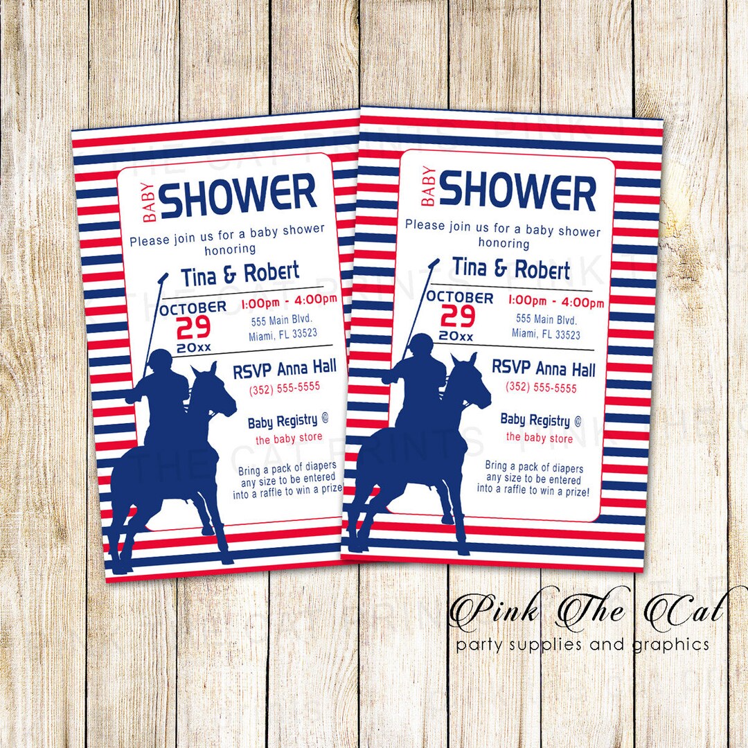 Polo Invitation - Polo Boy 1st Birthday Invitation Red Blue Polo ...