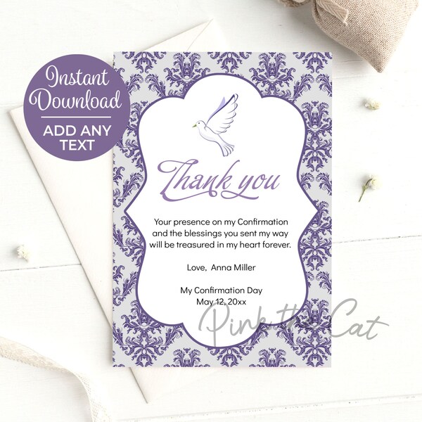 Dove Confirmation Thank You Cards - Etsy