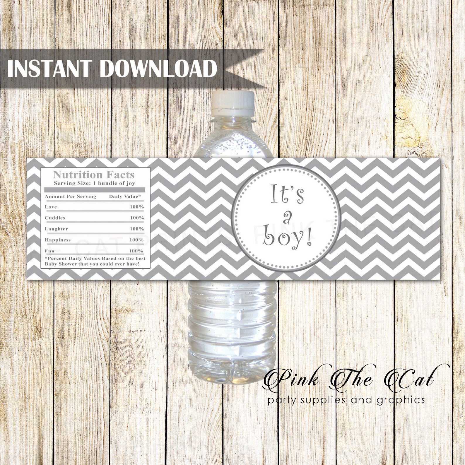 Its a Boy Water Bottle Labels Chevron Water Wrappers for - Etsy