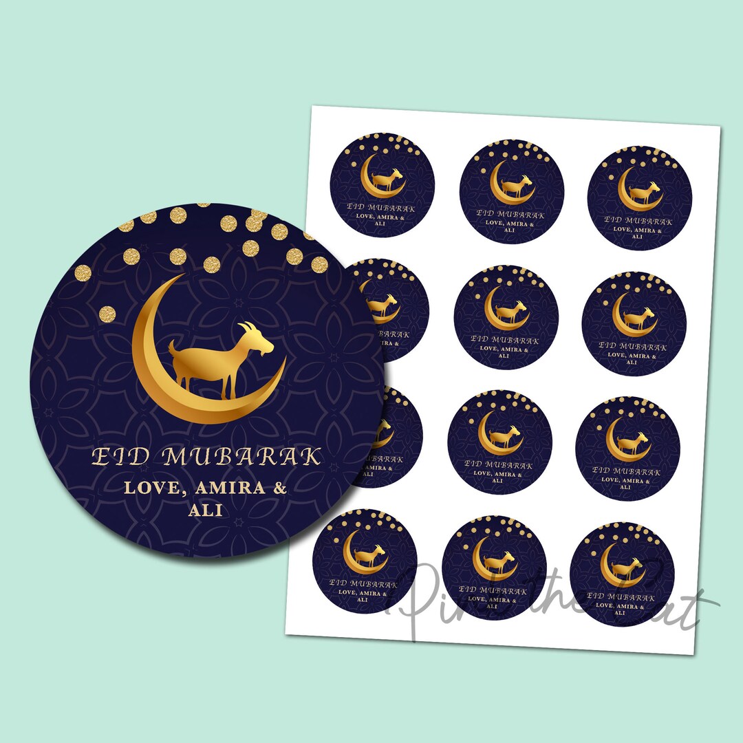 Eid Mubarak Gift Favor Label, Eid Al Adha Gift Favor Tag, Happy Eid ...