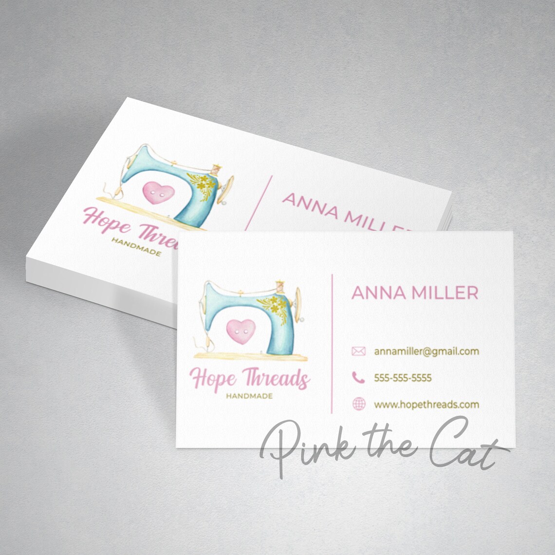 Sewing Business Card, Sewing Machine & Button Card, Watercolor Card ...