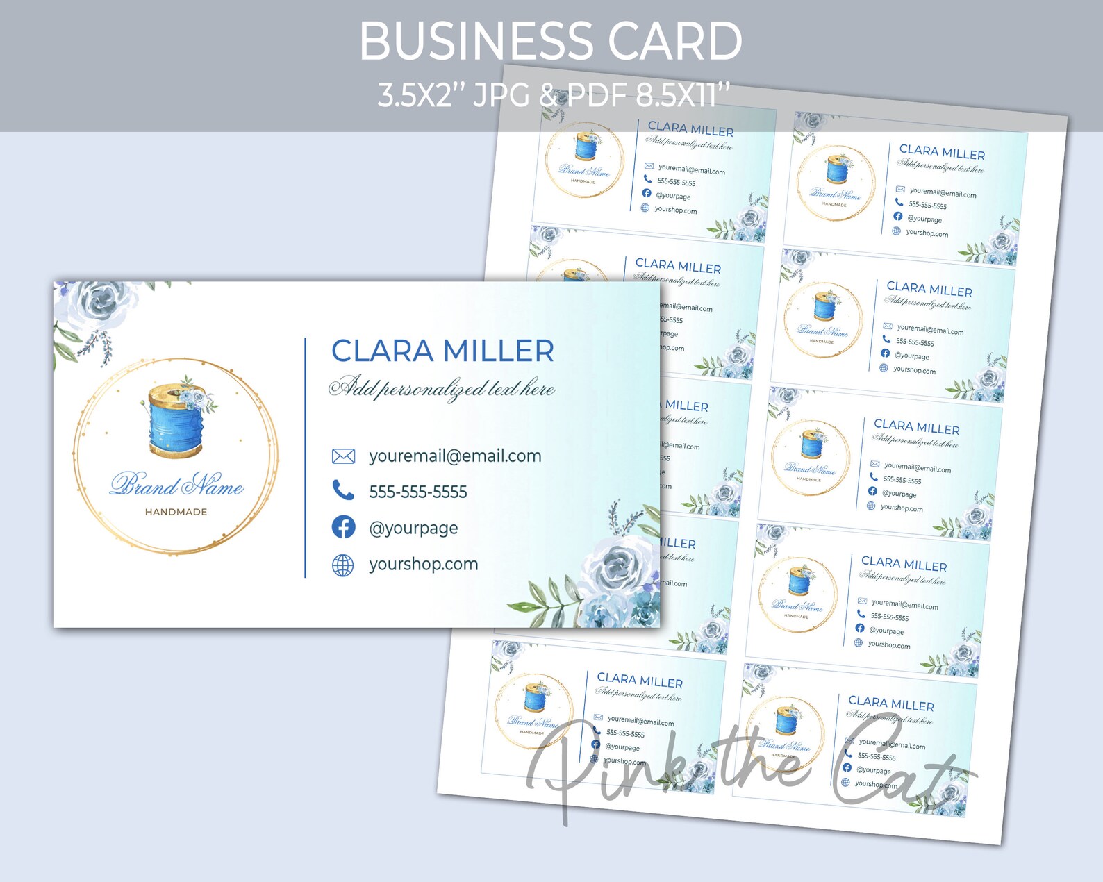 Sewing Bobbin Business Card Bobbin Card Watercolor Sew Card | Etsy