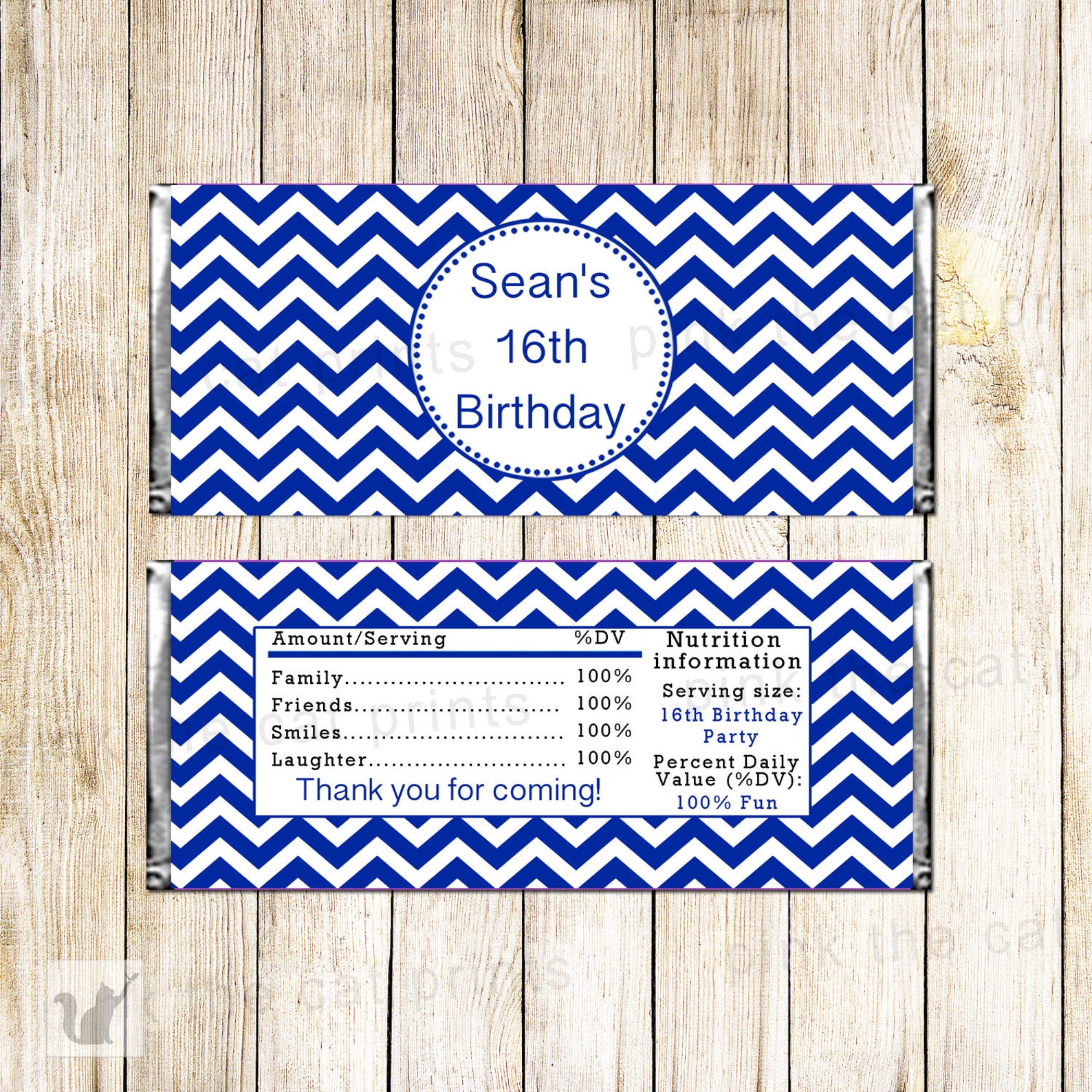 Navy Blue Candy Bar Wrapper Chevron Navy Blue Candy Bar Label | Etsy