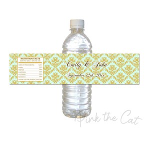 Gold Mint Bottle Label Wedding or Bridal Shower Favors Personalizable ...