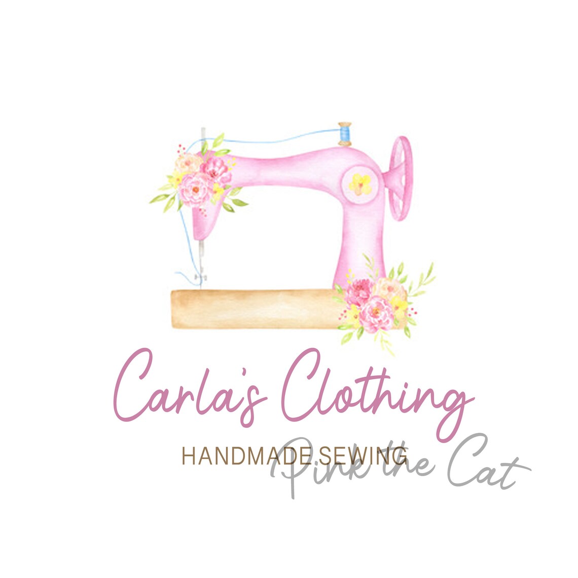Pink Sewing Business Logo Sewing Machine Logo Watercolor Sew | Etsy
