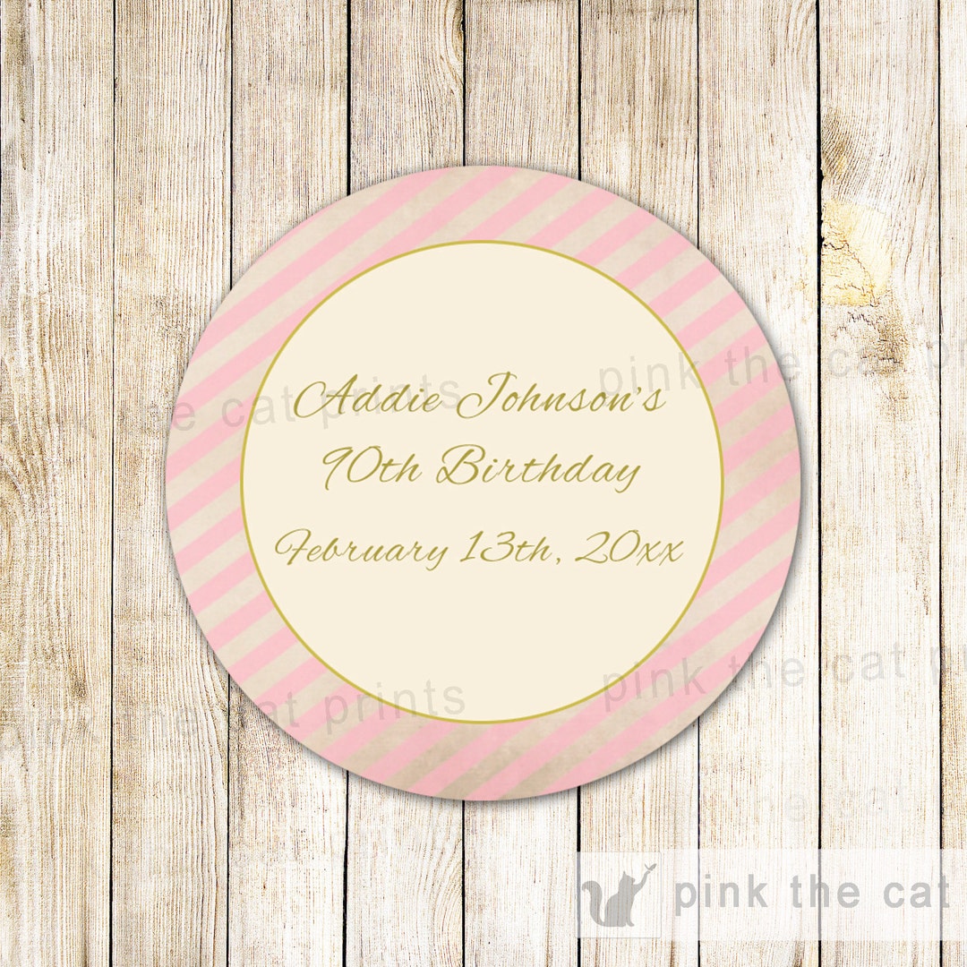 Pink Gold Stripes Adult Birthday Party Baby Girl Shower Gift Favor ...
