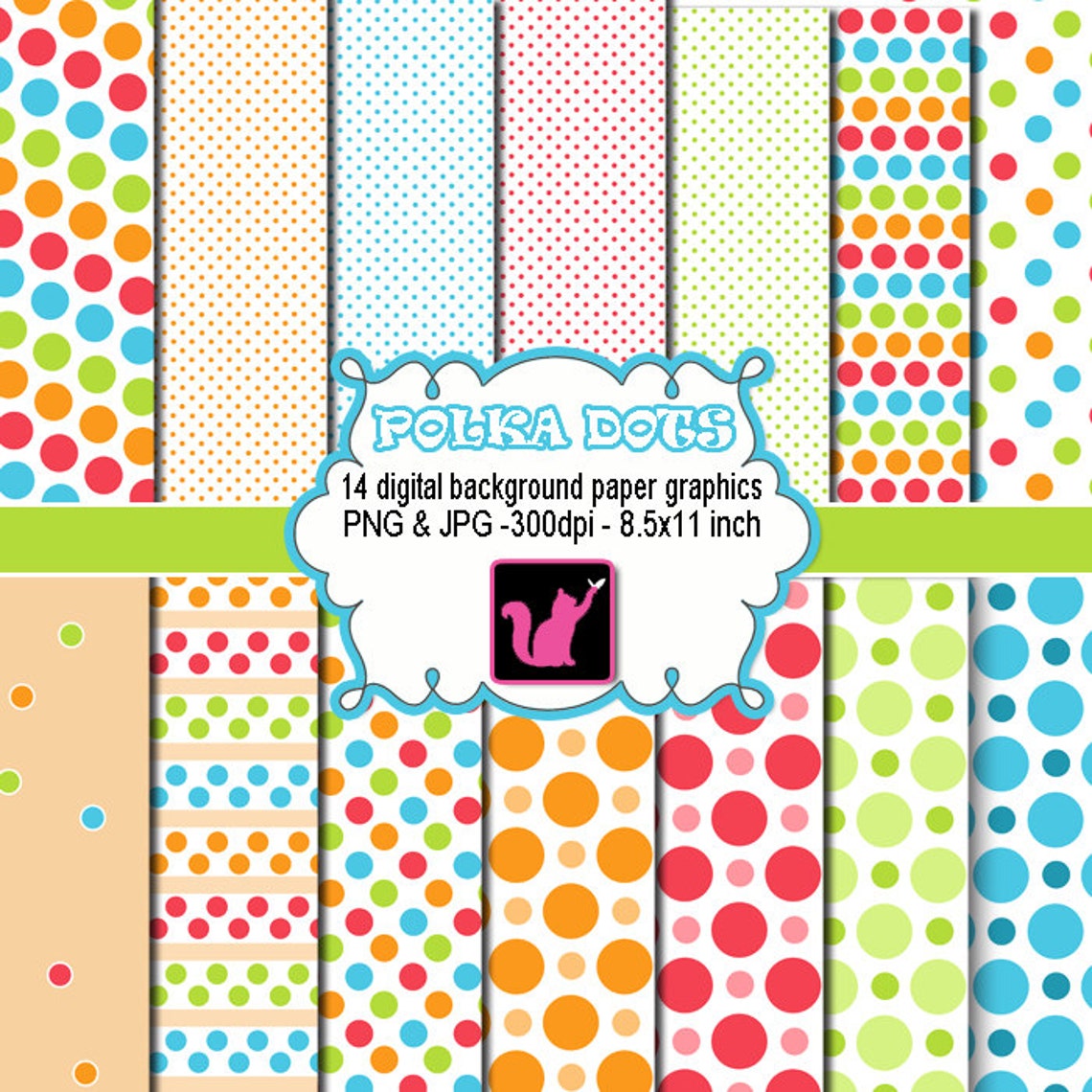 Polka Dots Clipart in Various Colors Printable Craft Paper - Etsy