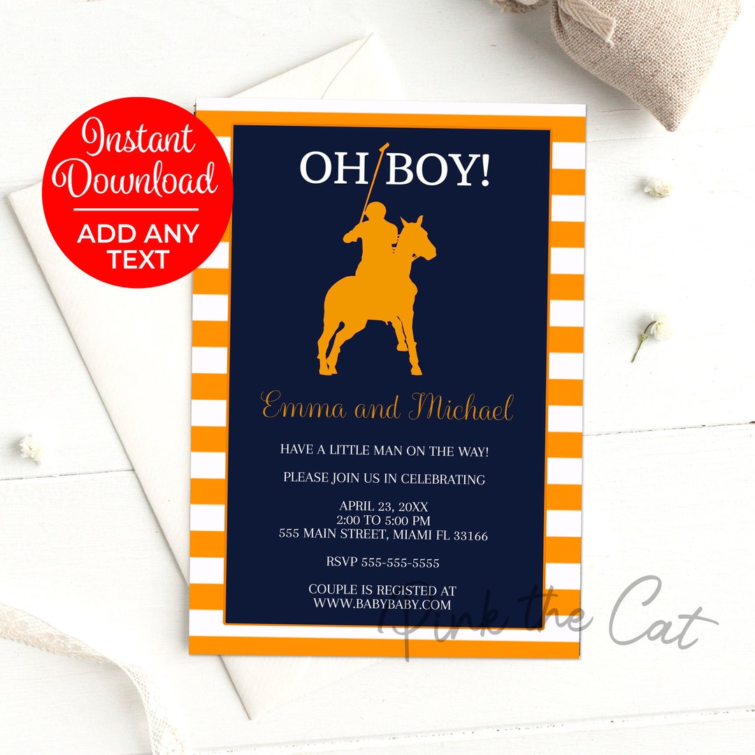 Polo Invitation, Polo Baby Shower Invitation, Boy Shower Invite, Polo ...