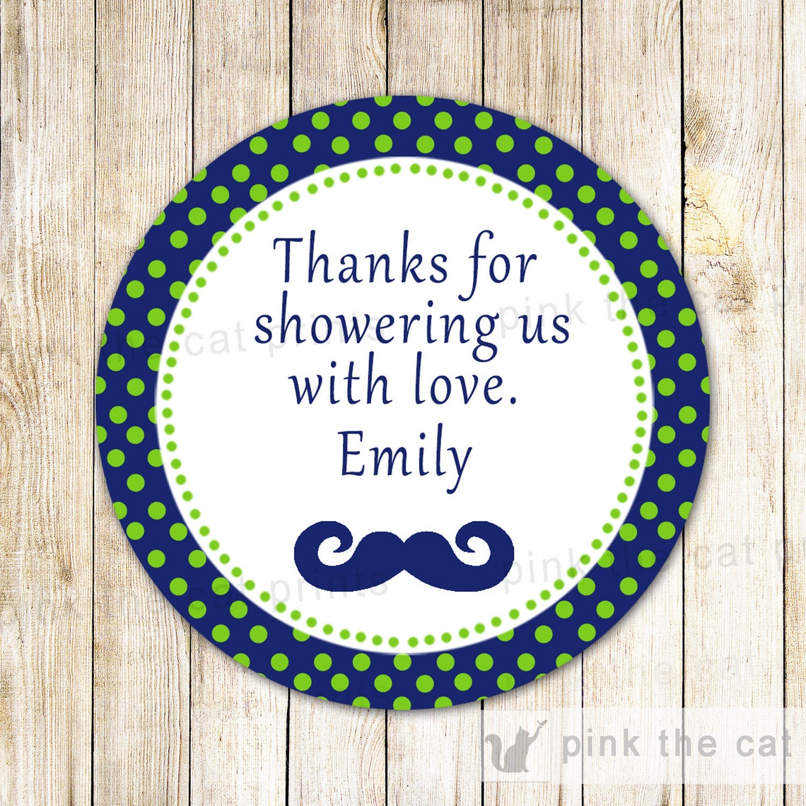 Mustache Thank You Label Mustache Gift Favor Tag Navy Blue | Etsy