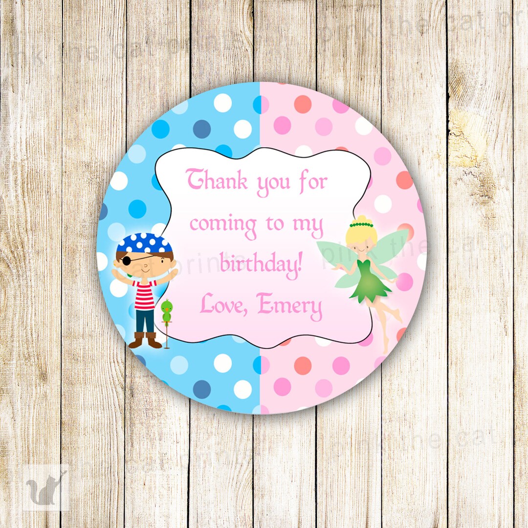 Pirate Fairy Gift Favor Label - Pirate Pixie Gift Favor Tag Pirate ...