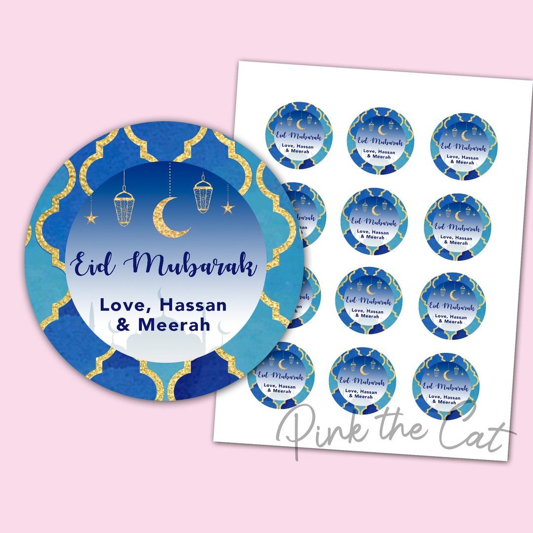 Eid Mubarak Gift Favor Label, Eid Al Adha Gift Favor Tag, Happy Eid ...