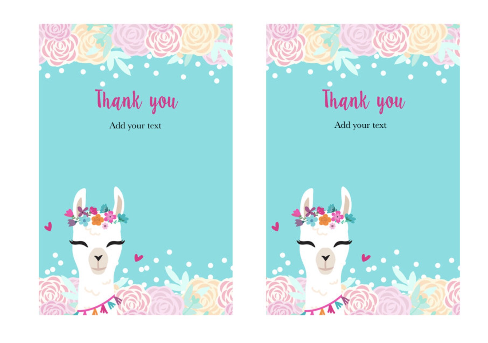 Alpaca Thank You Cards Llama Head Baby Shower Thank You - Etsy