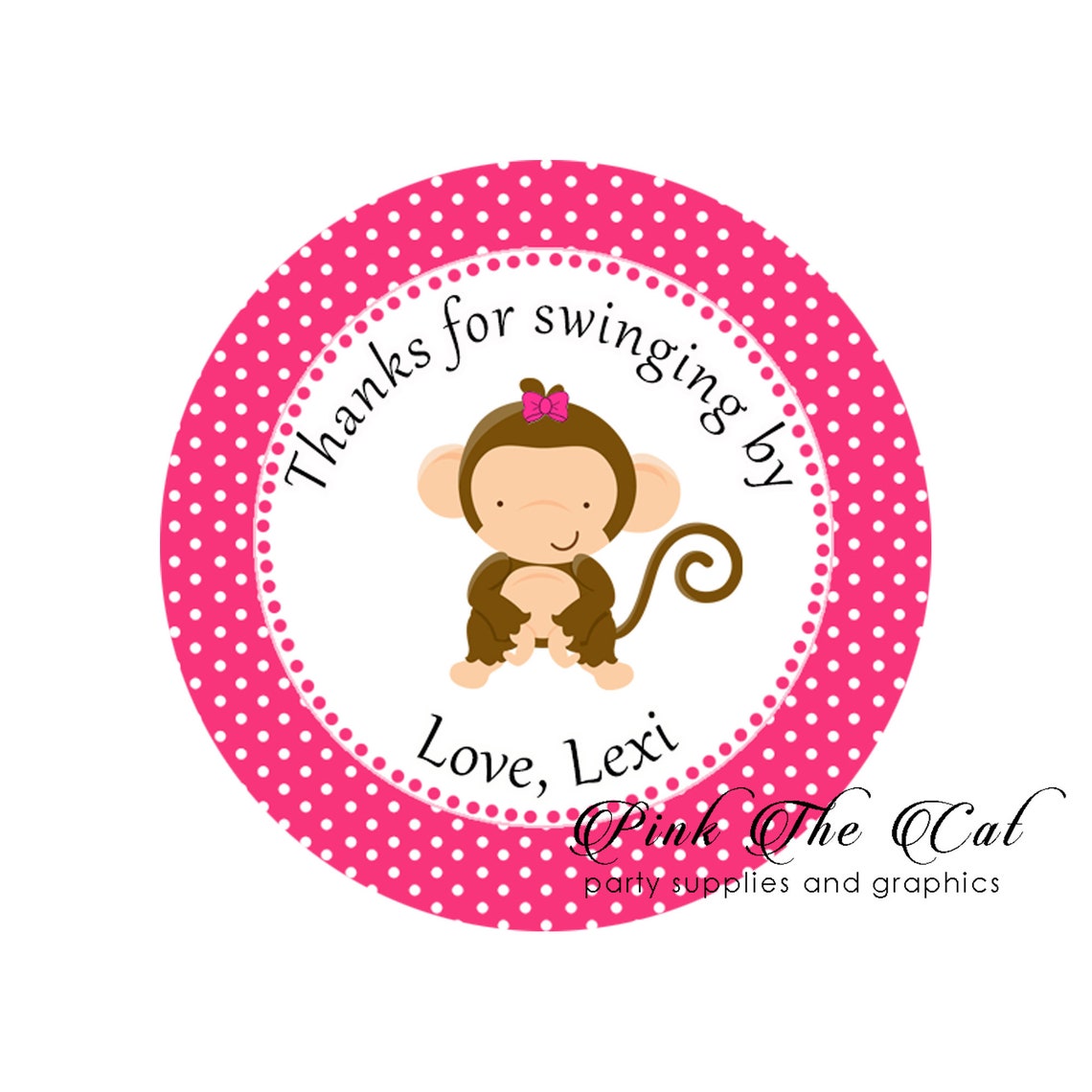 Monkey Favor Labels Girl Boy Birthday Baby Shower Printable ...
