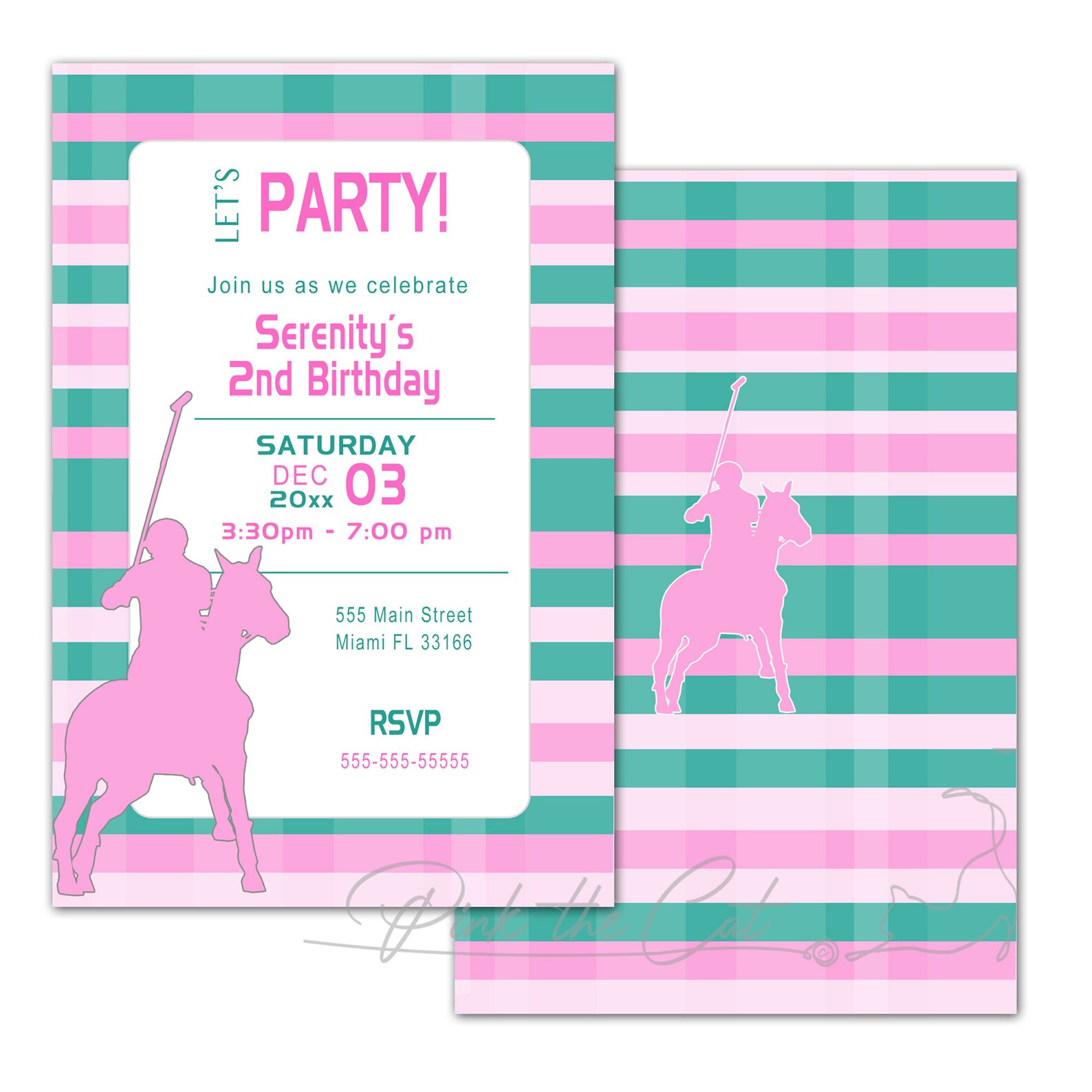 Polo Invitation Girl Birthday Party or Baby Shower Pink and | Etsy
