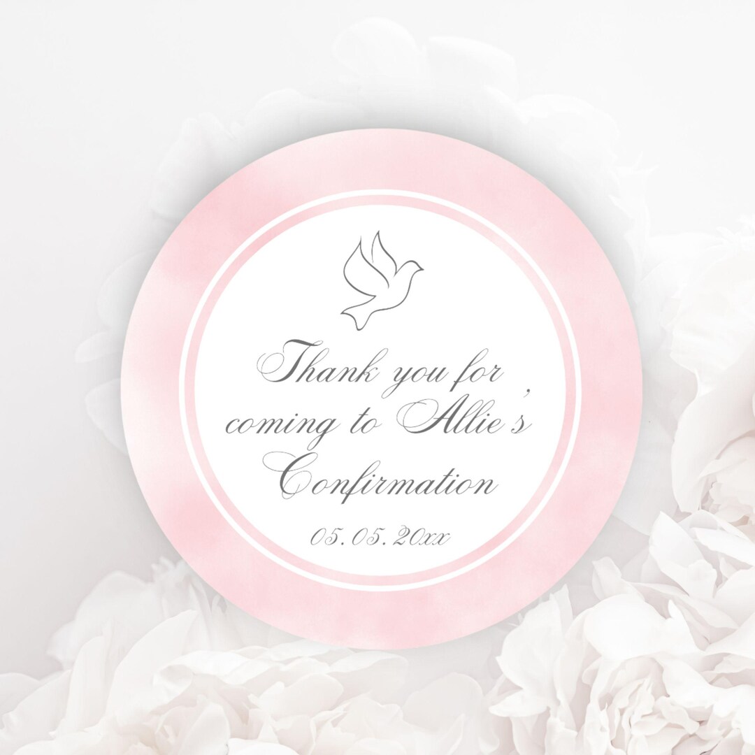 1.5 Inch Stickers for Girl Confirmation With Dove and Pink Design - Etsy