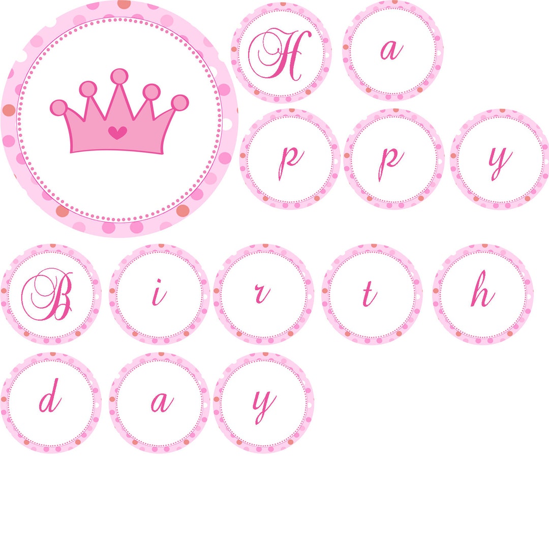 Pink Princess Banner Princess Happy Birthday Banner Pink Crown Banner ...