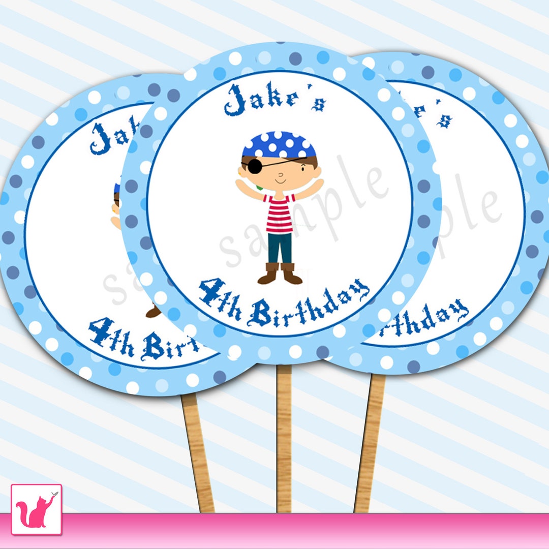 Pirate Cupcake Toppers Boy Birthday Party Decoration, Printable Party ...