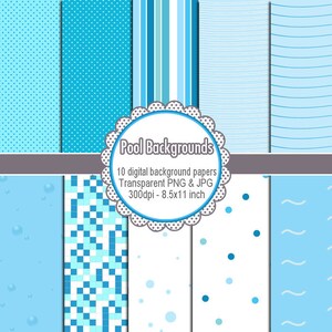 Pool Clipart With Various Patterns - Printable Craft Paper Scrapbook ...