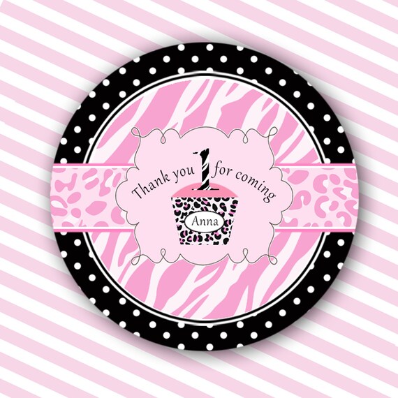 Zebra Birthday Tag Printables 108 Zebra Print Labels .75" Party