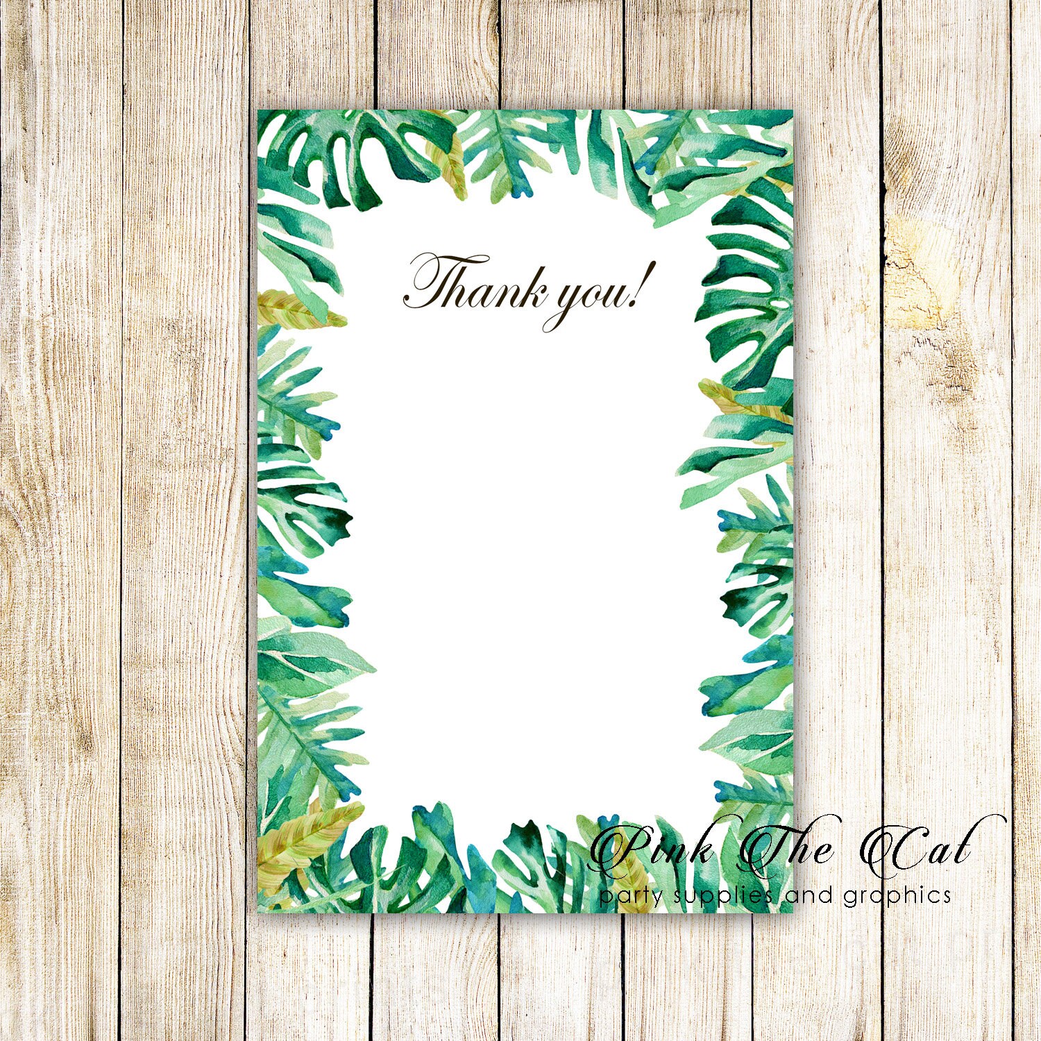 Botanical Tropical Leaves Thank You Card Botanical Wedding | Etsy