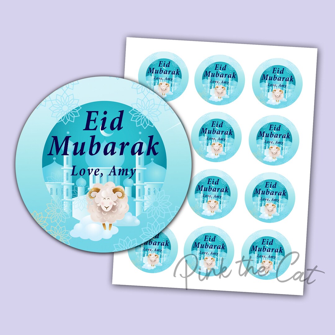 Eid Mubarak Gift Favor Label, Eid Al Adha Gift Favor Tag, Happy Eid ...