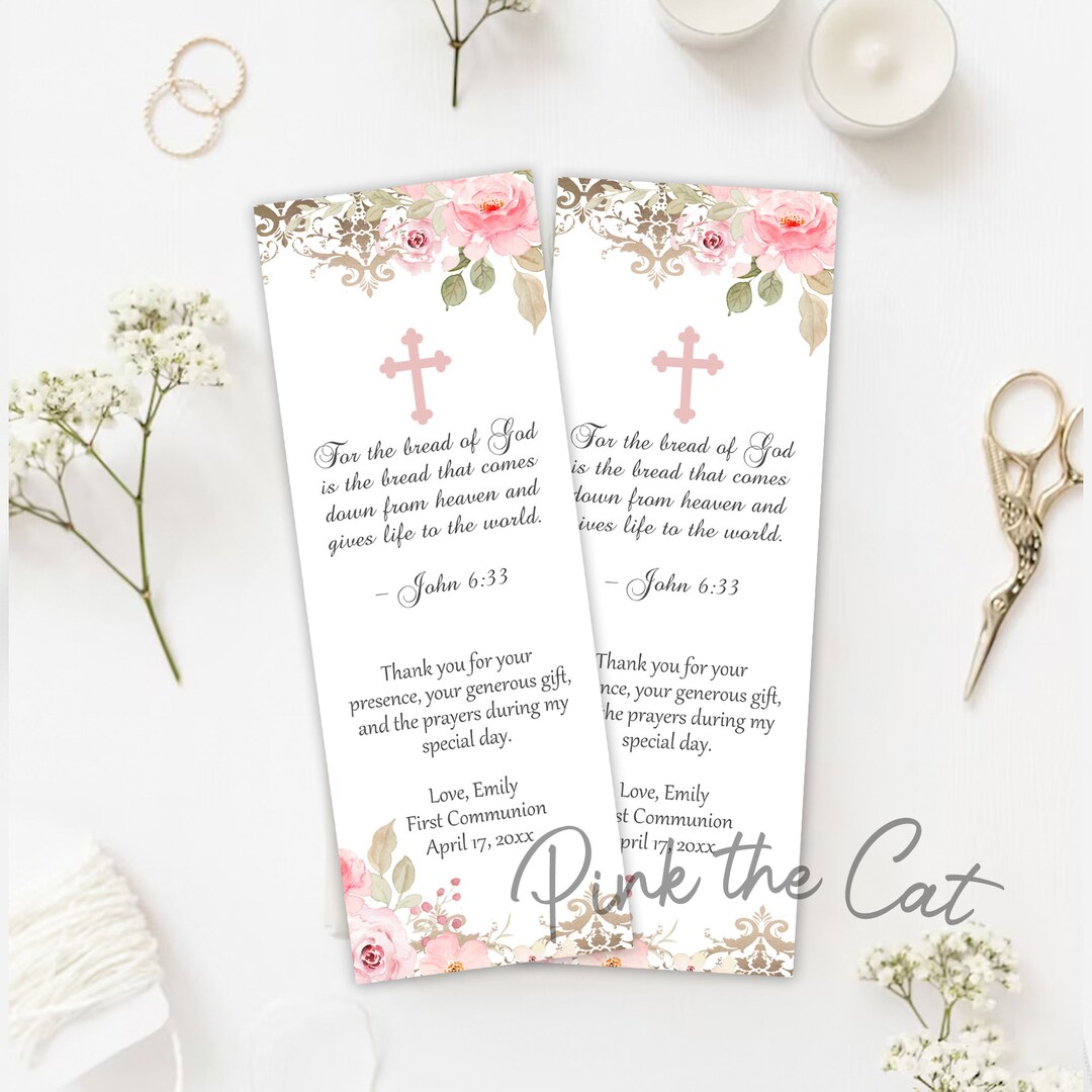 30 Printed First Communion Bookmarks for Girls, Also Suitable for ...