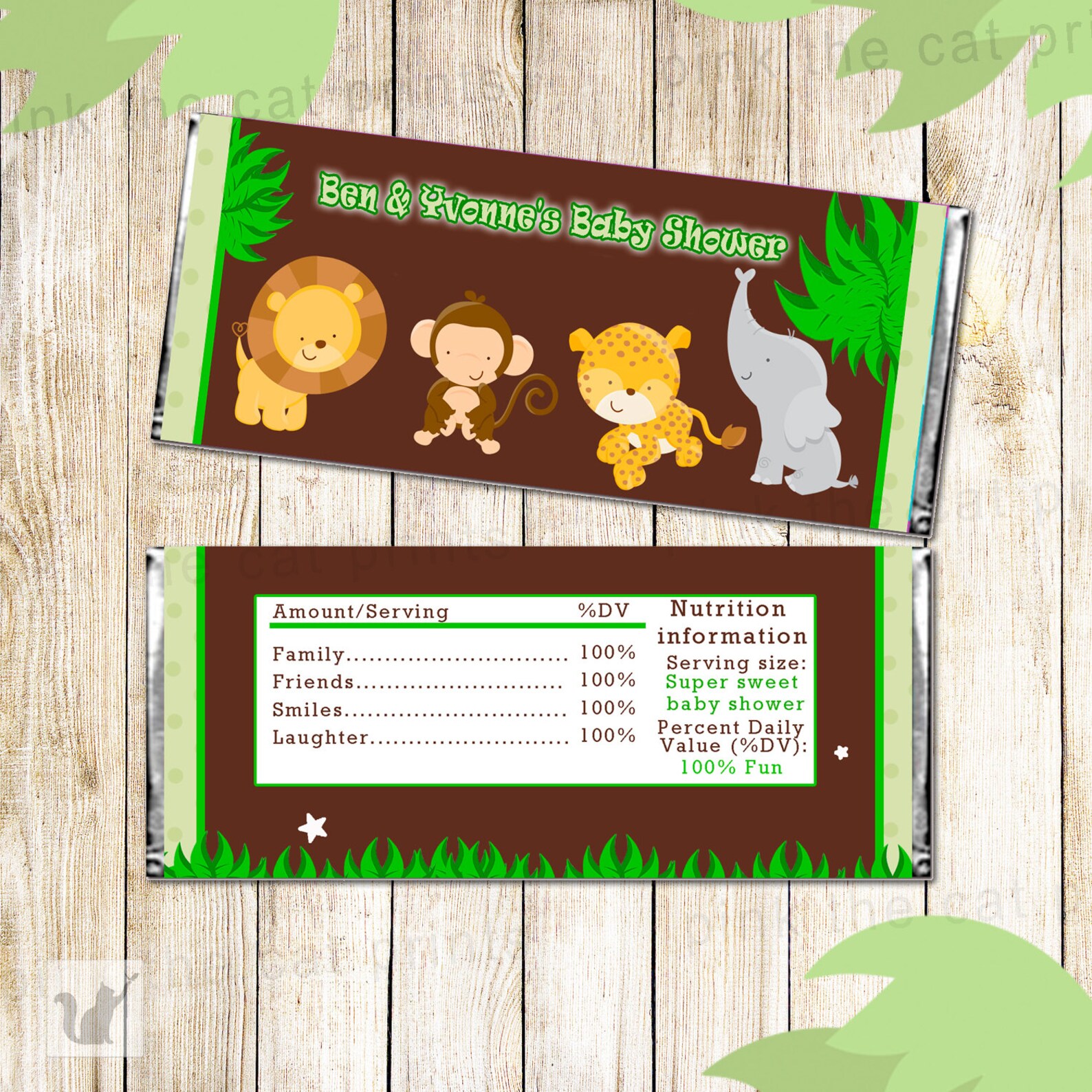Candy Bar Wrapper Printable Personalized Jungle Zoo Safari - Etsy