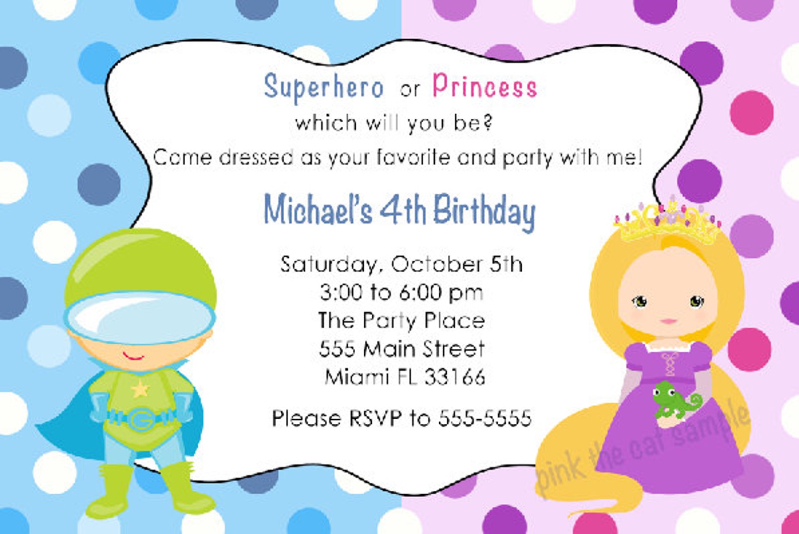 Superhero and Princess Invitation - Super Heroes Printable Kids ...