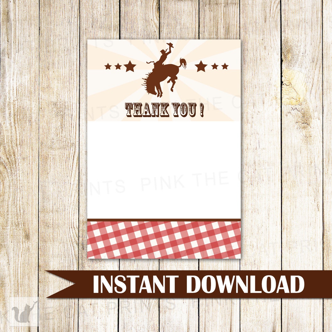 Rodeo Thank You Card Rodeo Thank You Note Cowboy Thank You Card Cowboy ...