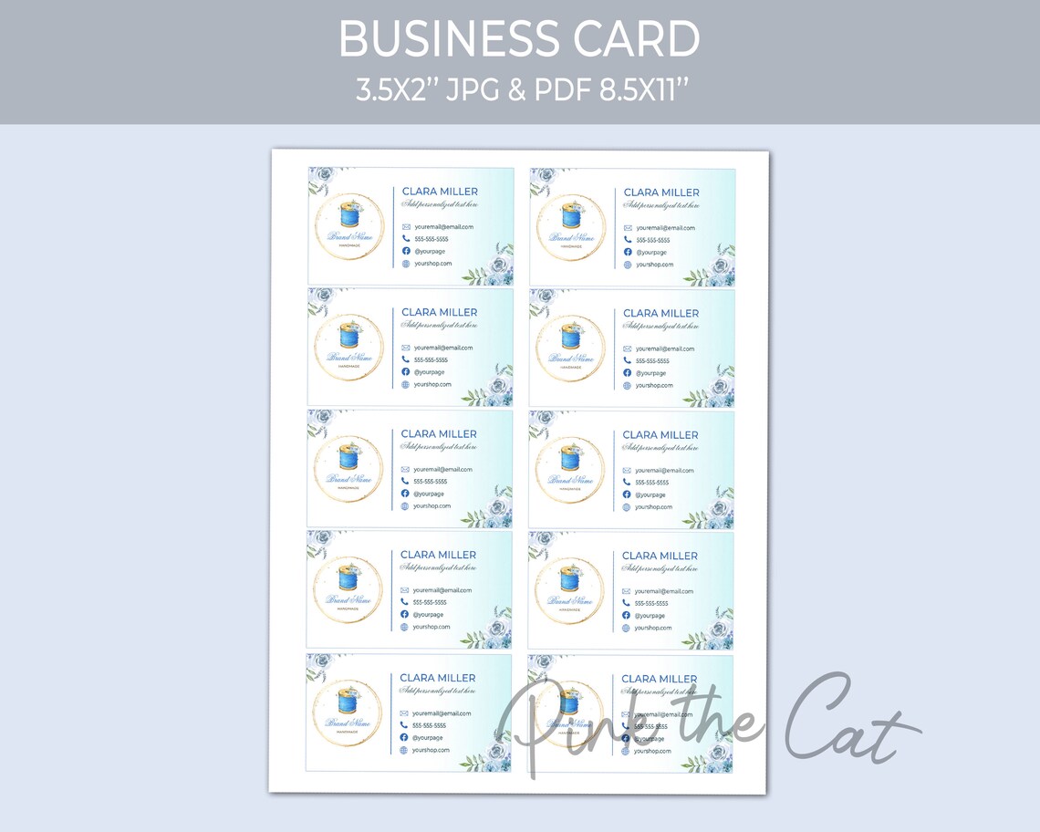 Sewing Bobbin Business Card Bobbin Card Watercolor Sew Card | Etsy