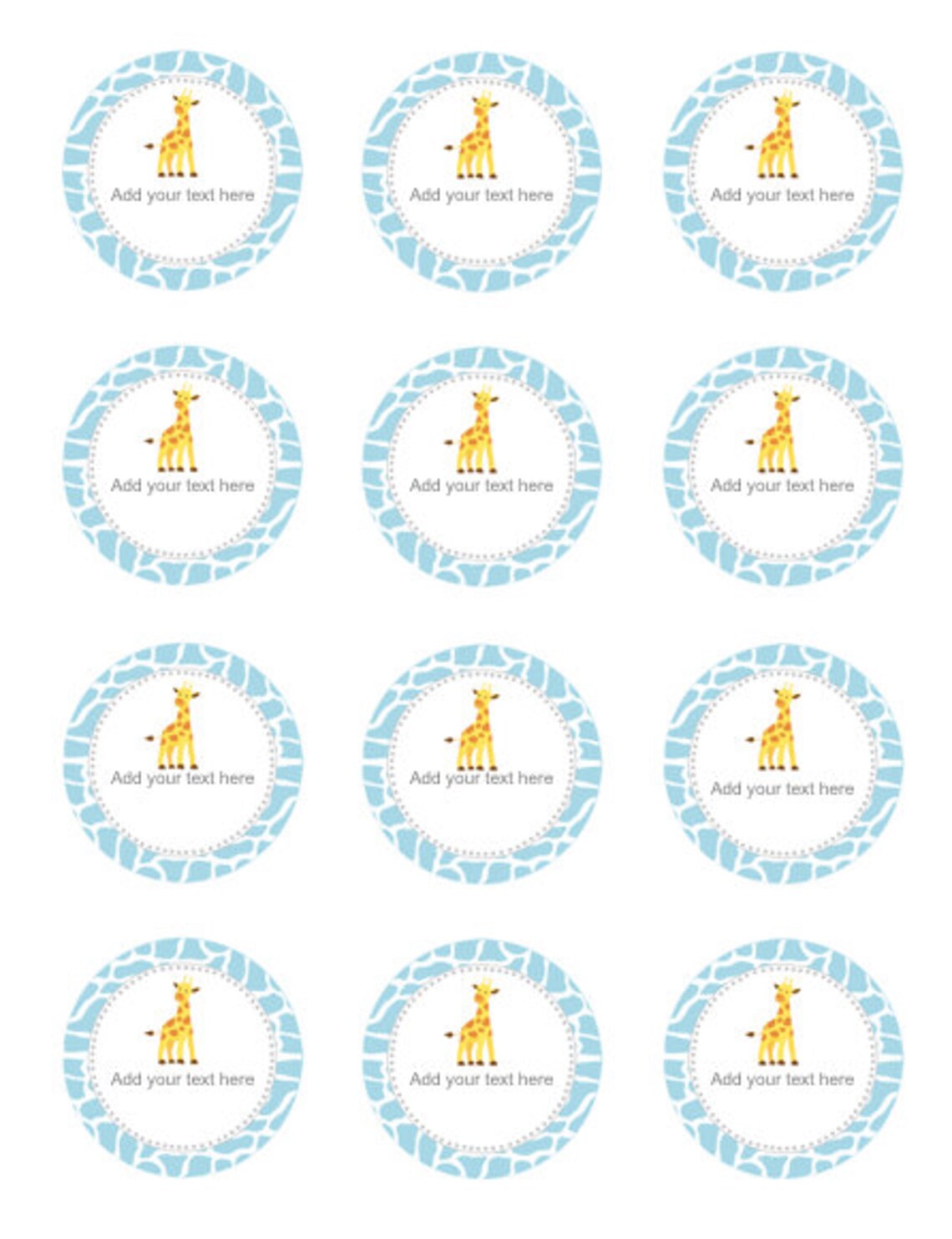 Giraffe Favor Label Printable Giraffe Favor Tags Giraffe | Etsy