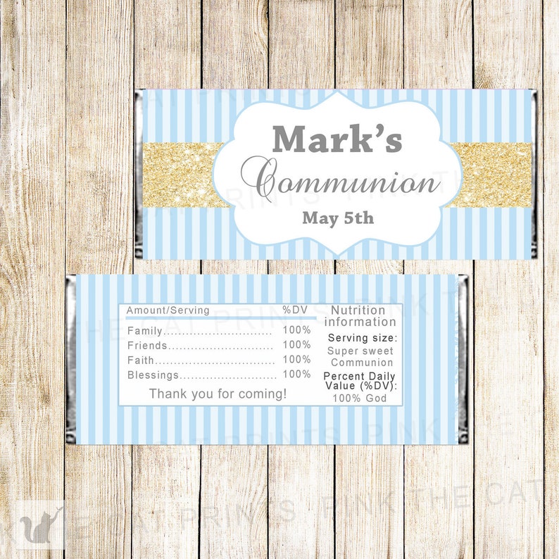 Boy First Holy Communion Candy Bar Wrapper 1st Communion Candy Bar ...
