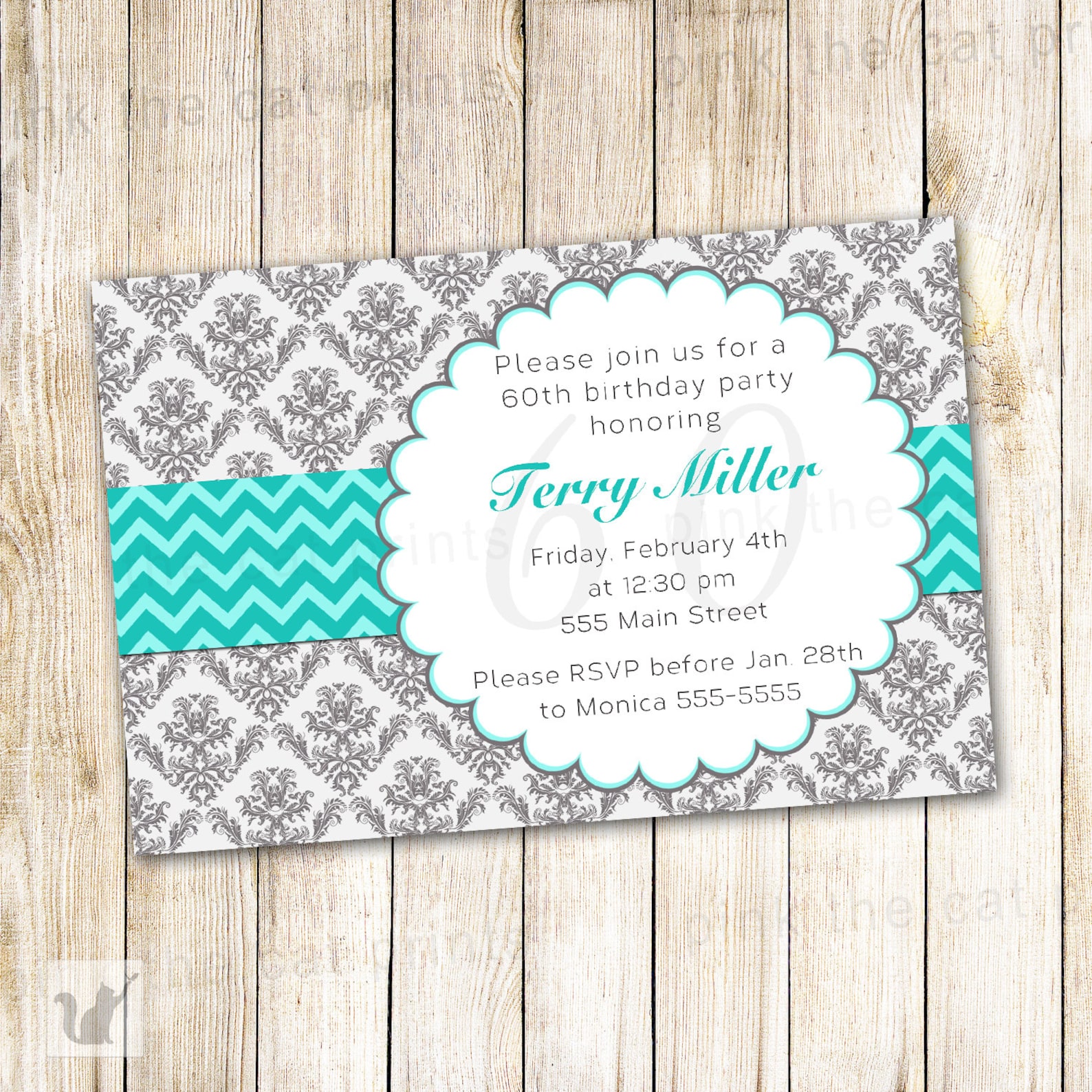 Chevron Birthday Invitation Card Printable Personalized | Etsy