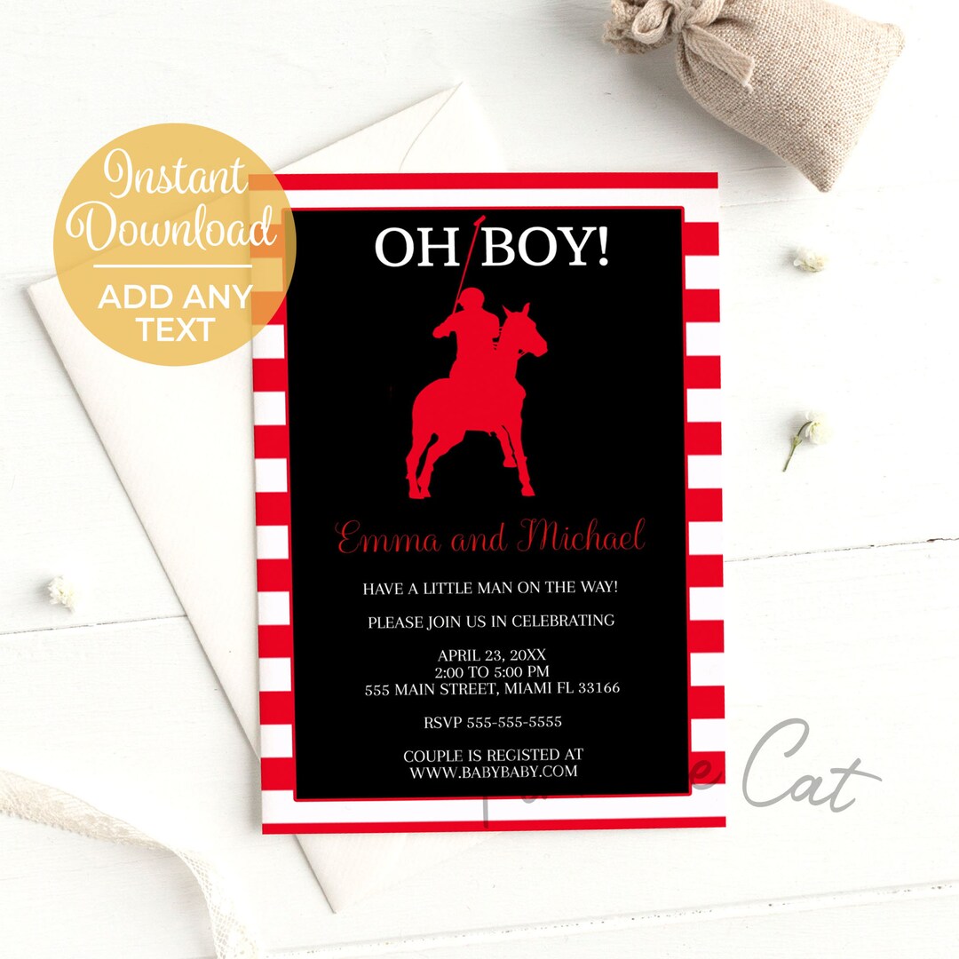 Polo Invitation, Polo Baby Shower Invitation, Boy Shower Invite, Polo ...