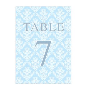 Light Blue Table Number Cards, Wedding Table Decorations, Boy Baptism ...