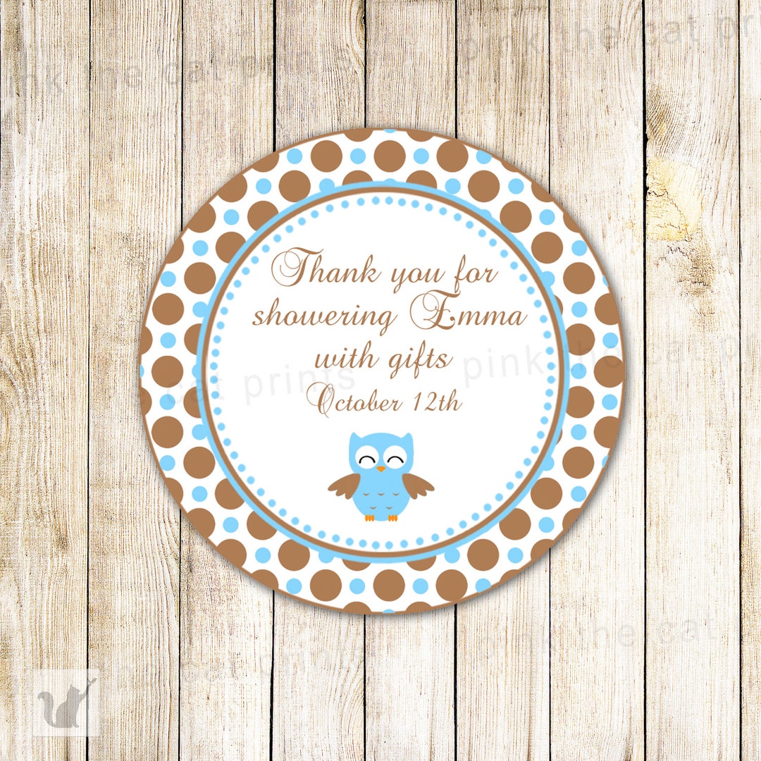 Owl Label - Baby Boy Shower Birthday Party Gift Favor Tag Printable ...