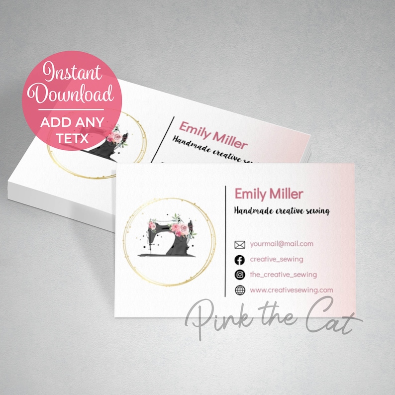 Sewing Business Card Black Sewing Machine Card Sewing Card - Etsy