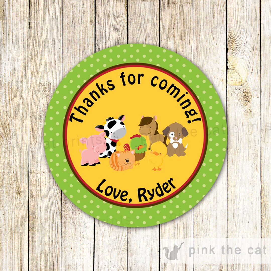 Petting Zoo Favor Label Farm Thank You Tag Farm Gift Favor Label ...