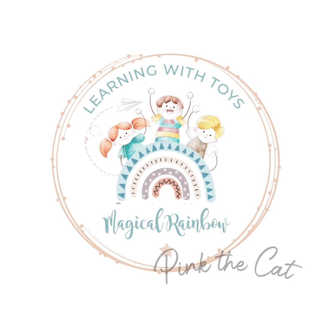 Children and Rainbow Logo Personalized With Any Text, Ideal for Kids ...
