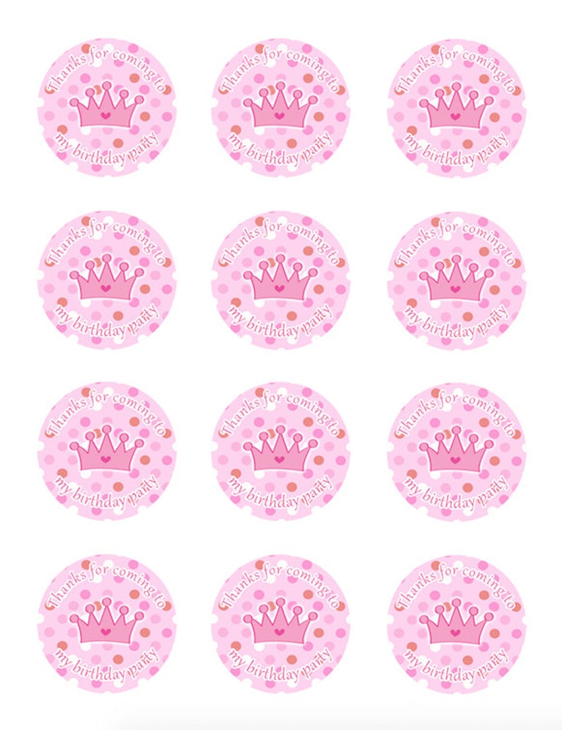 Princess Gift Favor Labels Girl Birthday Party Pink Polka Dots - Etsy
