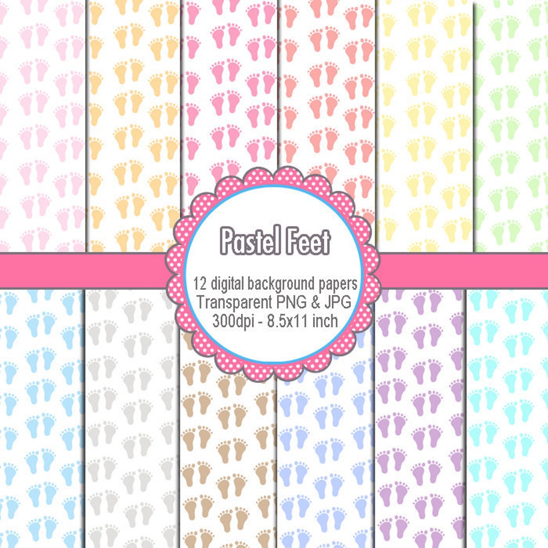 Baby Feet Clipart Digital Background - Printable Hobby Paper Graphic ...