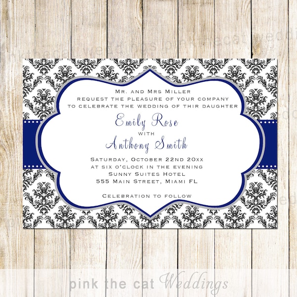 Damask Invitation - Etsy