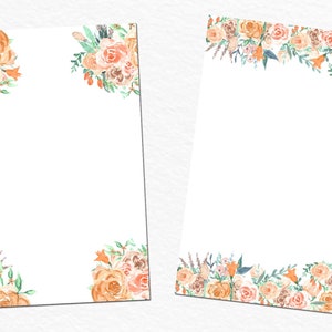 Peach and Mint Green Watercolor Flowers Clip Art Digital Graphics Hand ...