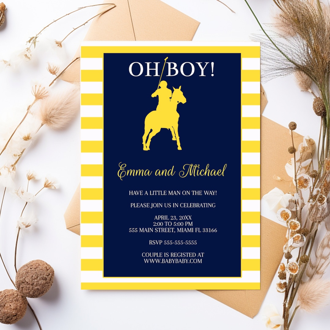 Polo Invitation, Polo Baby Shower Invitation or Birthday Invite, Polo ...