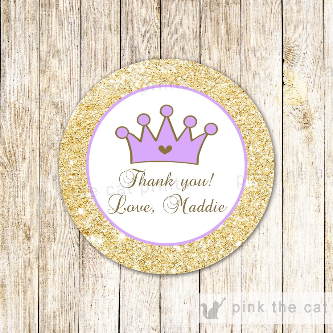 Gold Glitter Label - Princess Labels Princess Gift Favor Tags, Baby ...