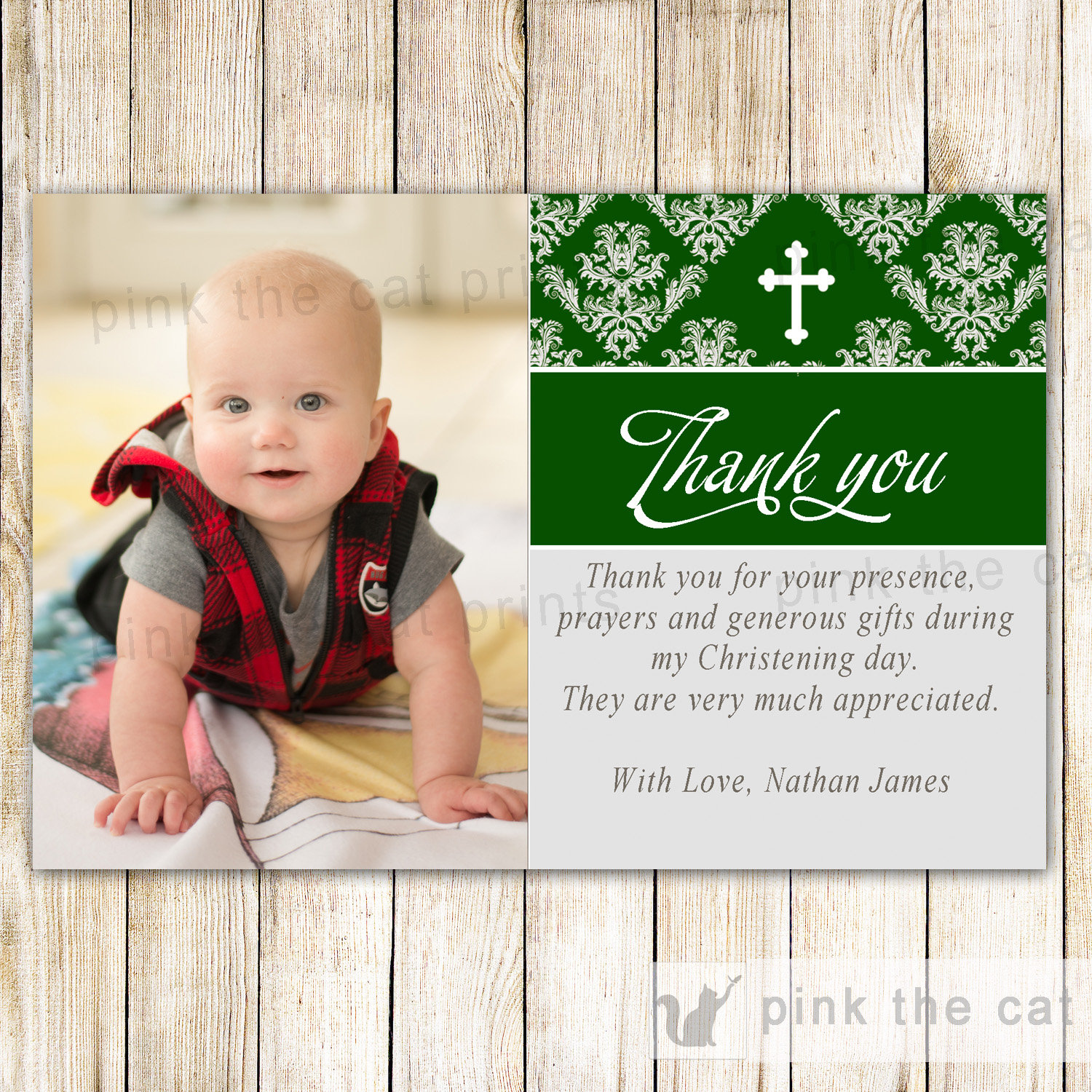 Boy baptism thank you card boy christening thank you card | Etsy