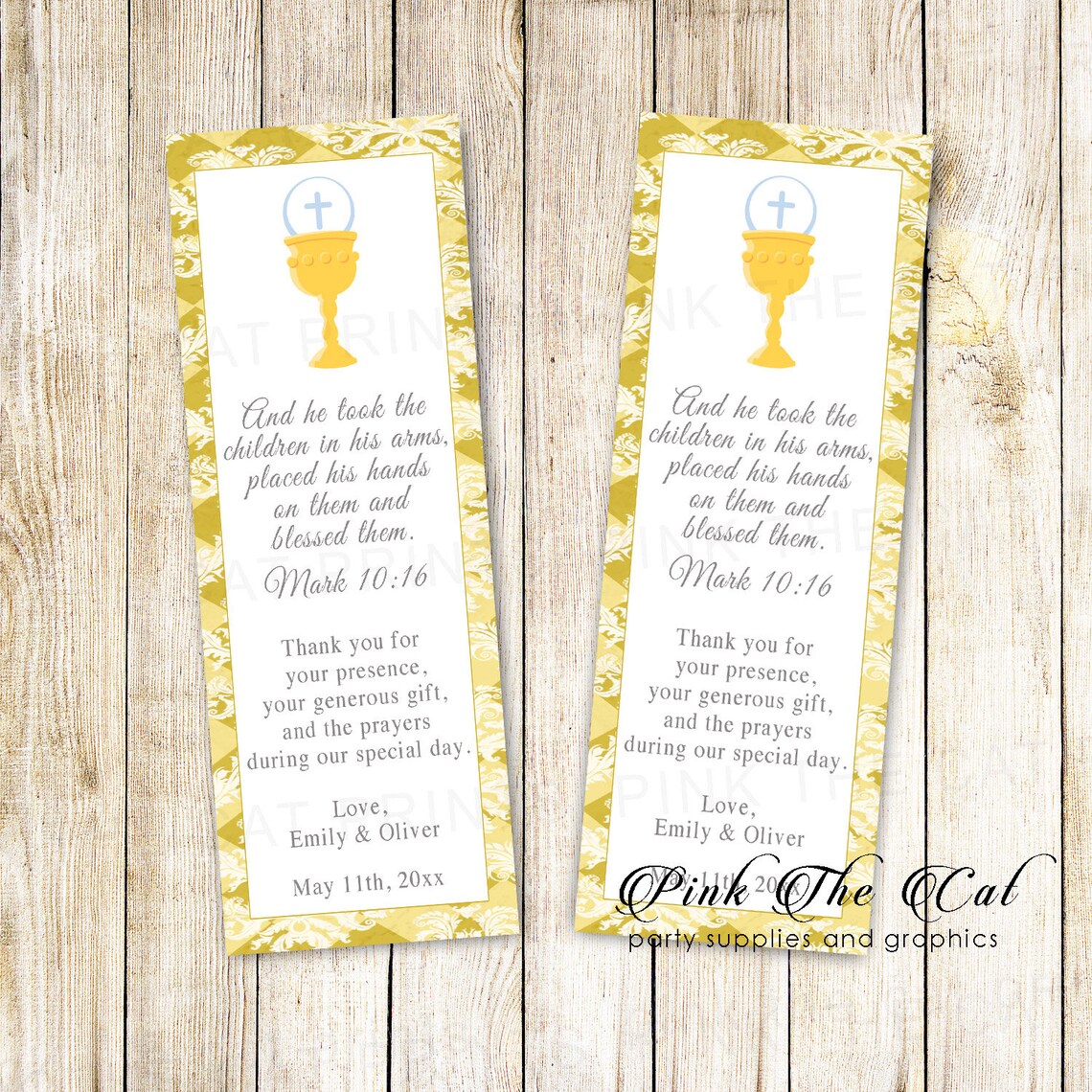 First Communion Bookmark, Twins First Communion Favors, Template ...